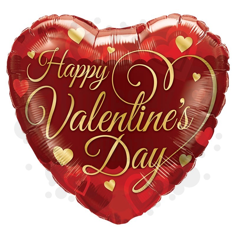 Valentine's Classic Script Piros Arany Szív Héliumos Fólia Lufi