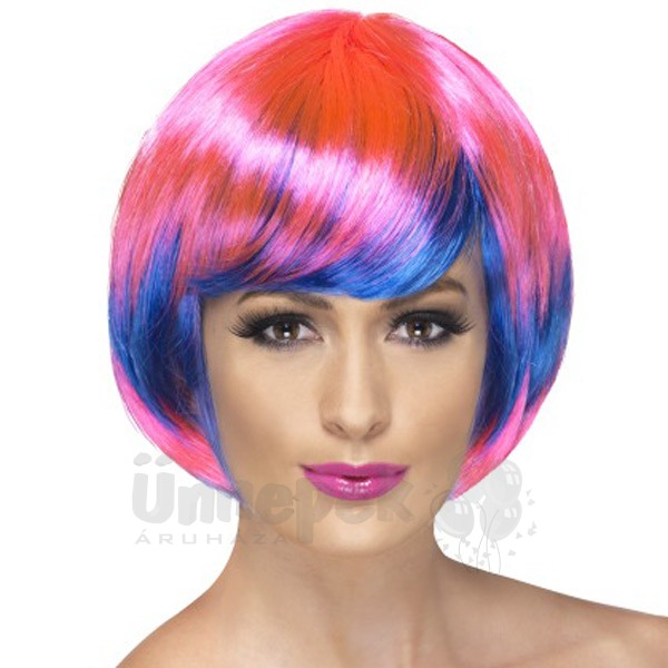 Színes Parti Paróka - Funky Babe Pink-Kék | Party Kellék Webshop